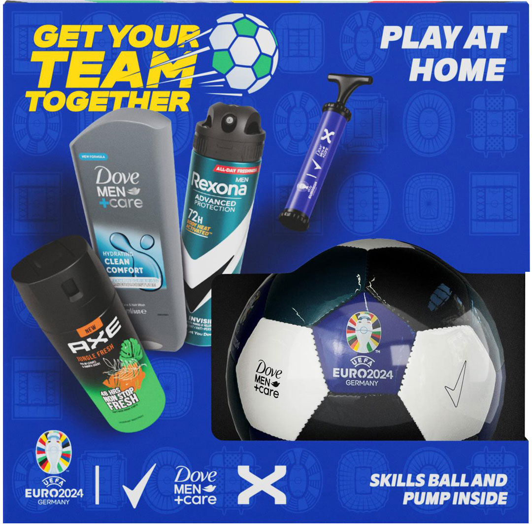 EURO 2024 Rexona, Axe, Dove Men+Care balíček pre mužov s loptou | Teta ...